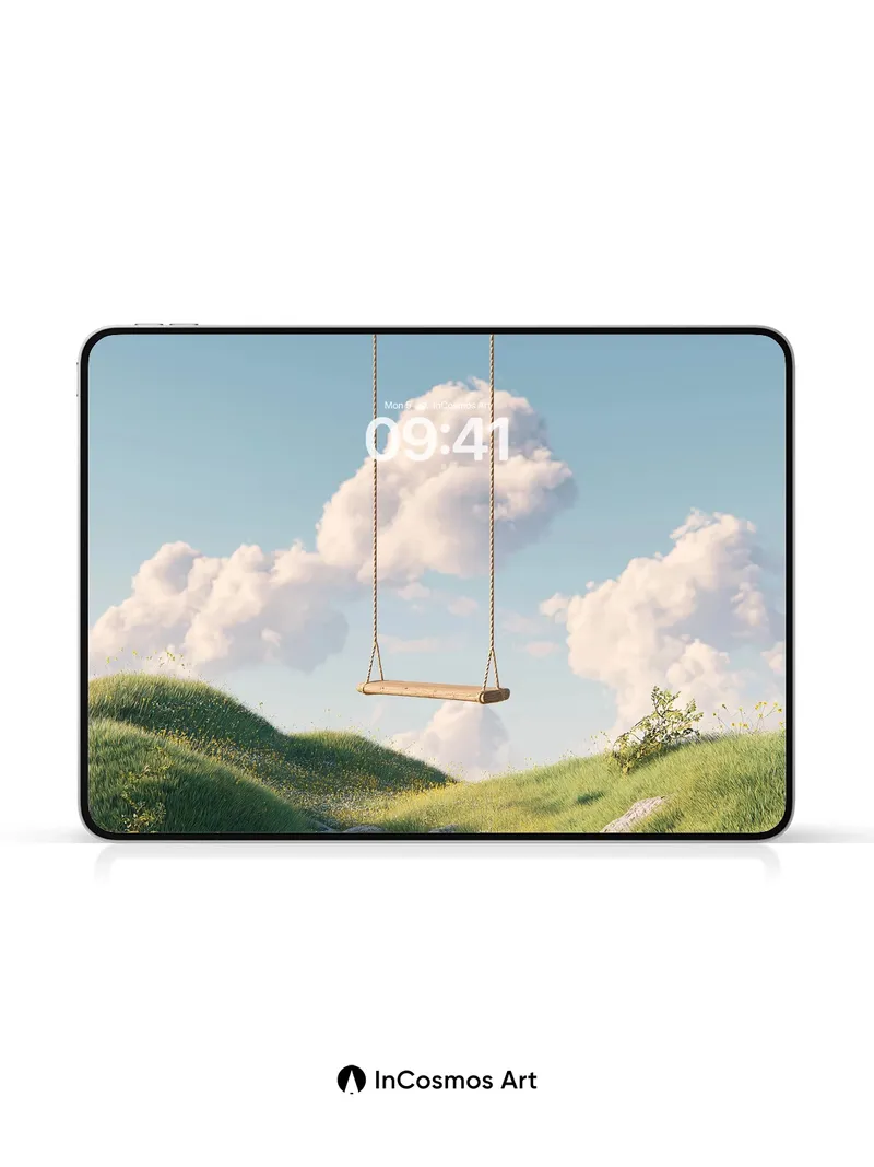 Serenity Swing Wallpaper with Floating Clouds – InCosmos Art